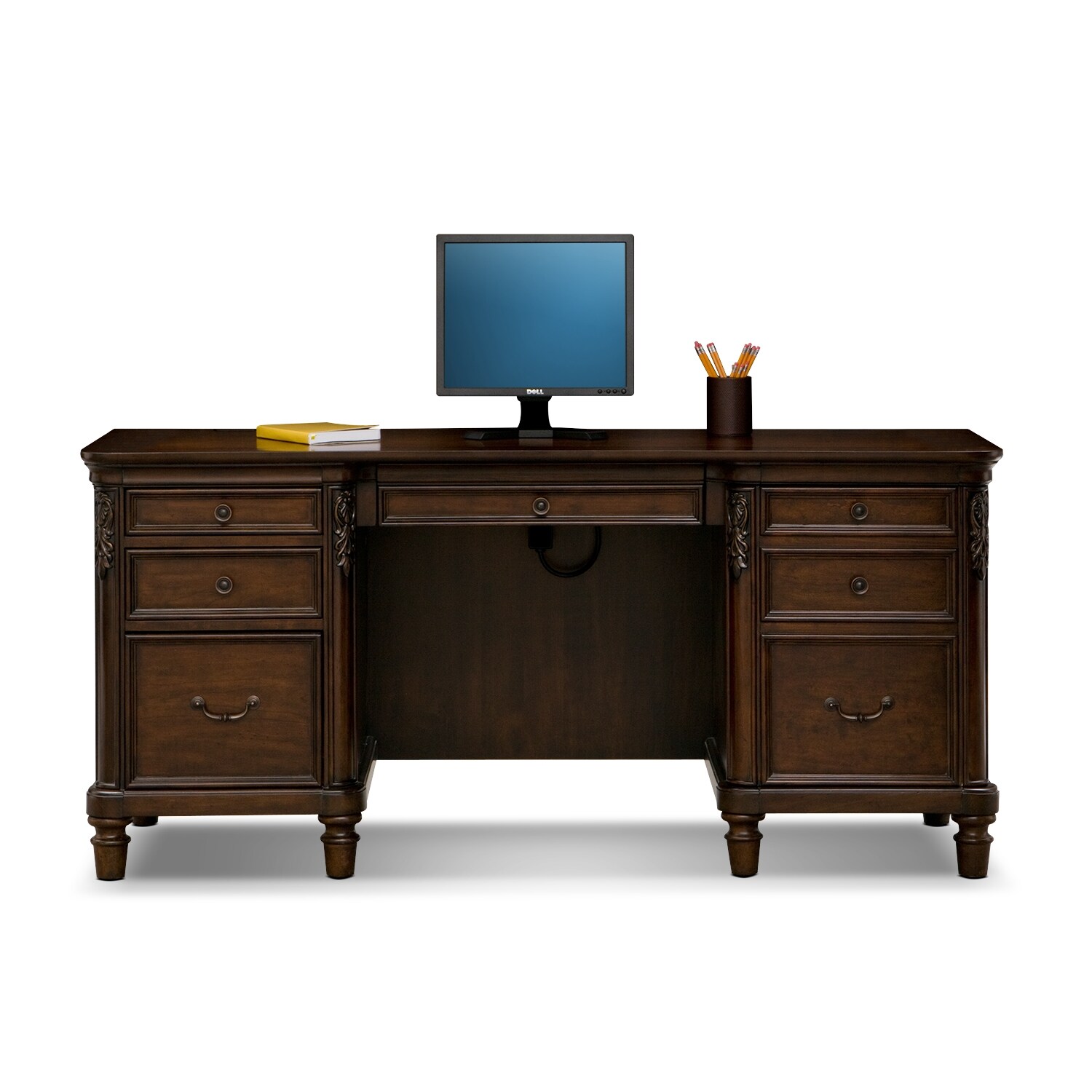 Ashland Credenza Desk - Cherry | Value City Furniture