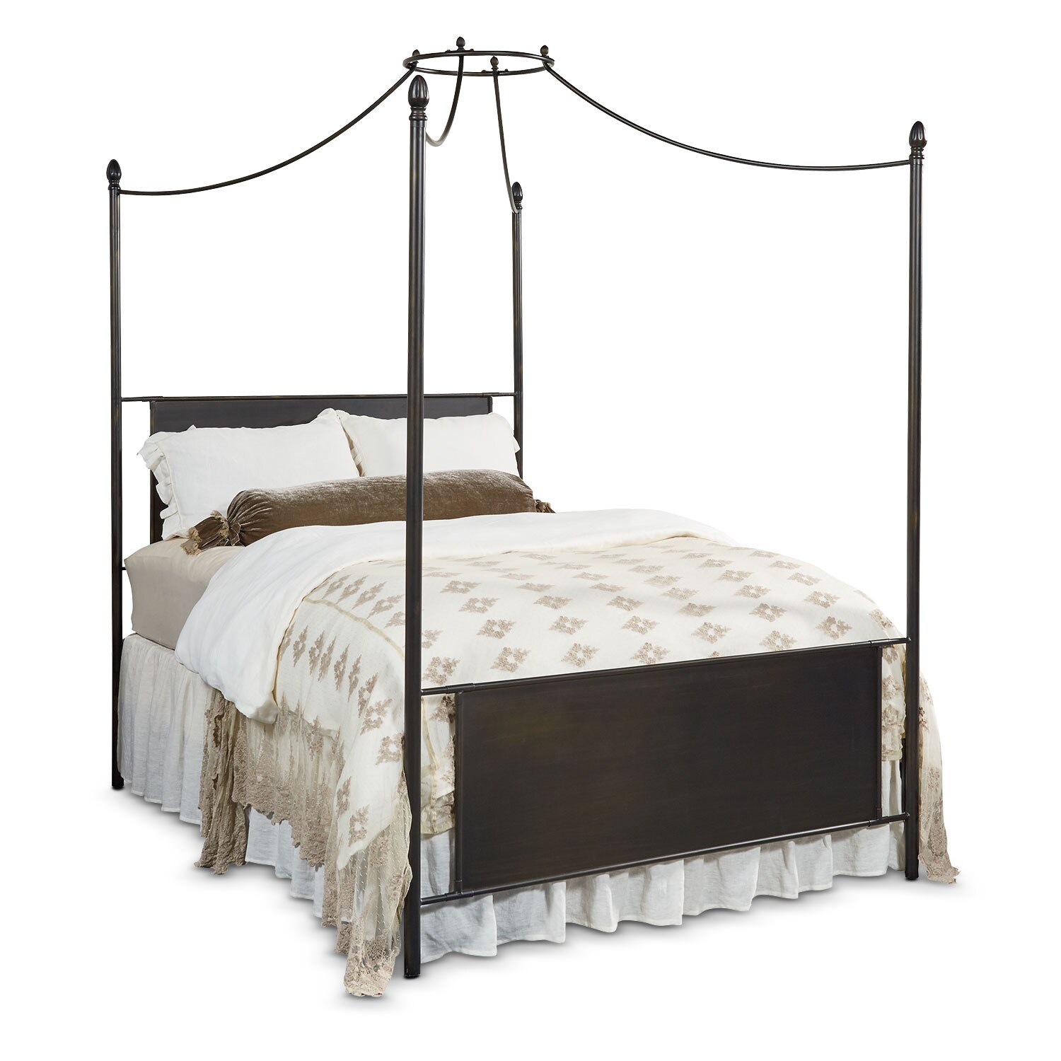 King Manor Straight Back Iron Canopy Bed Value City Furniture King Manor Straight Back Iron Canopy Bed Value City Furniture